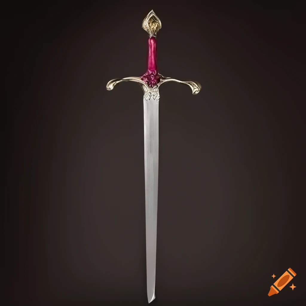 Stunning sword with curved blade and ruby encrusted hilt