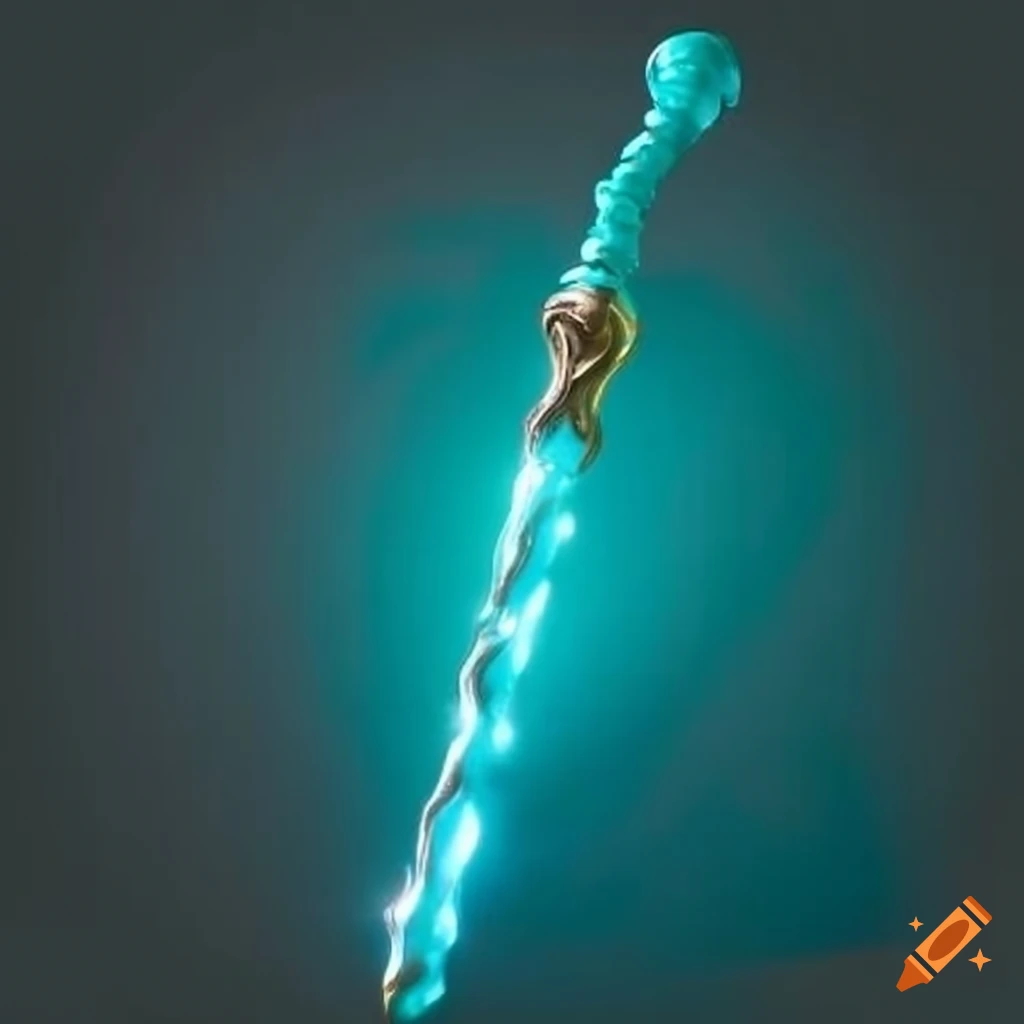 Luminous turquoise wizard's wand on Craiyon