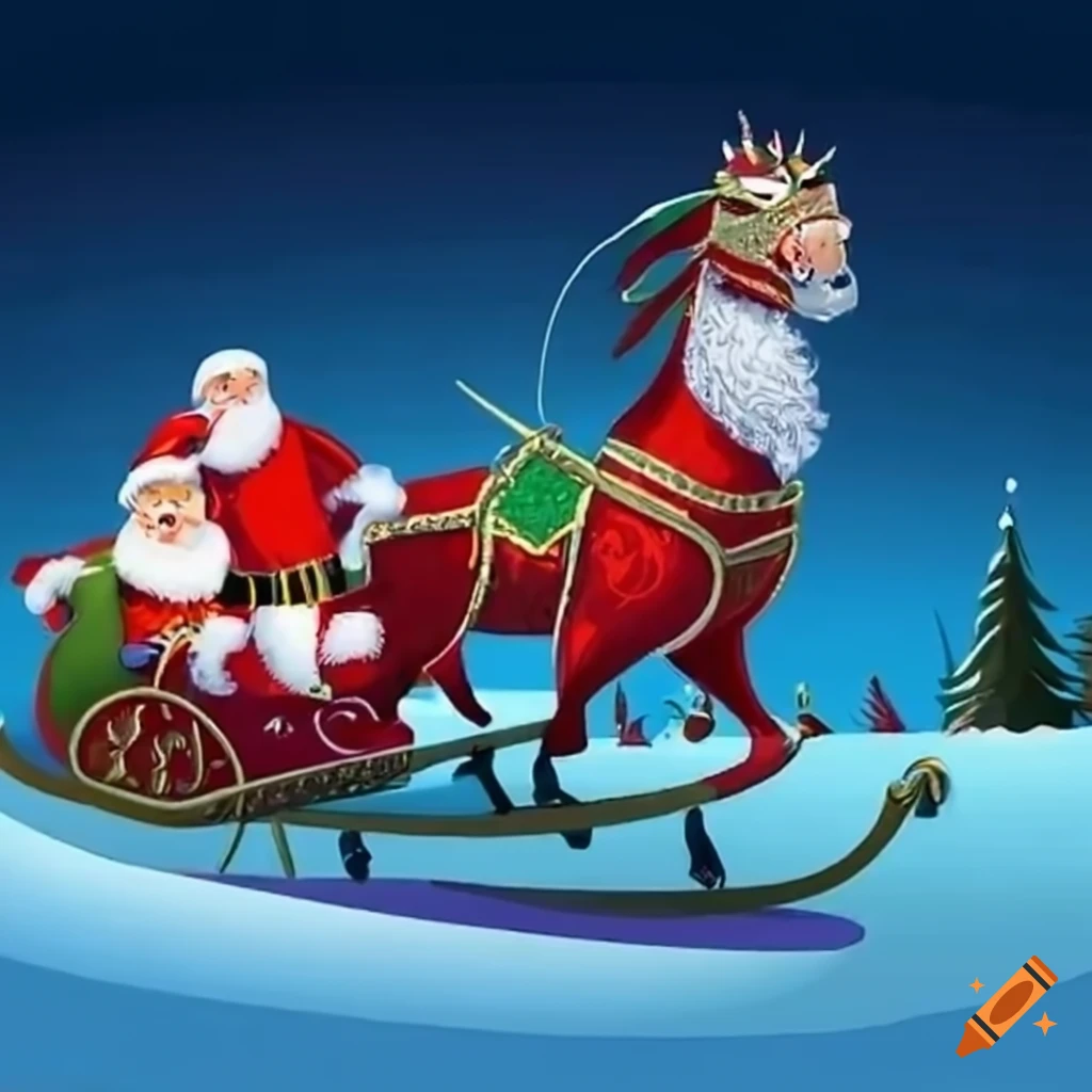 Santa Claus riding a dragon-pulled sleigh in a Van Gogh style on Craiyon