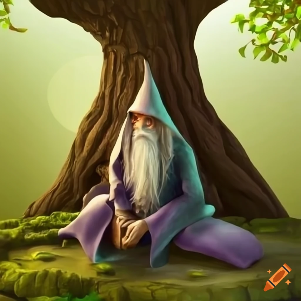 Wizard sitting under a tree
