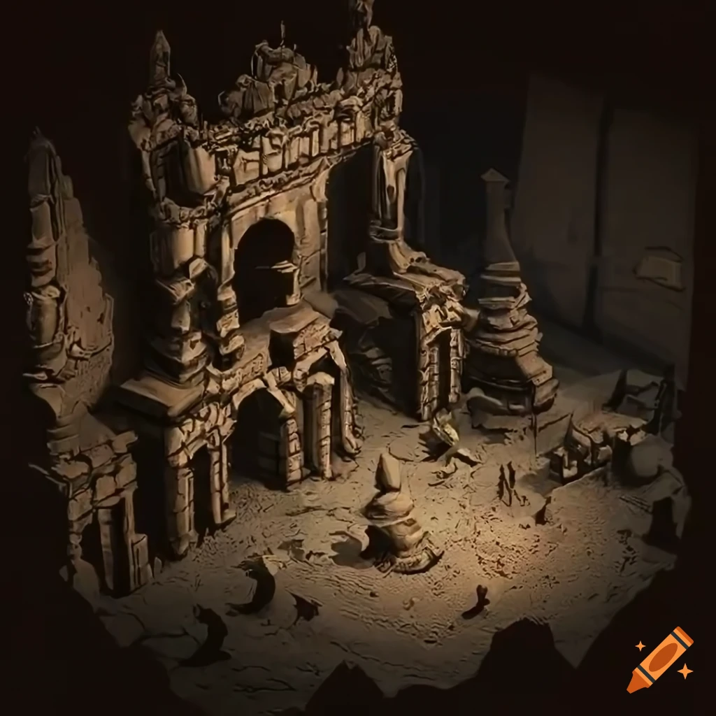 Intricate modular isometric concept art with detailed ambient occlusion ...
