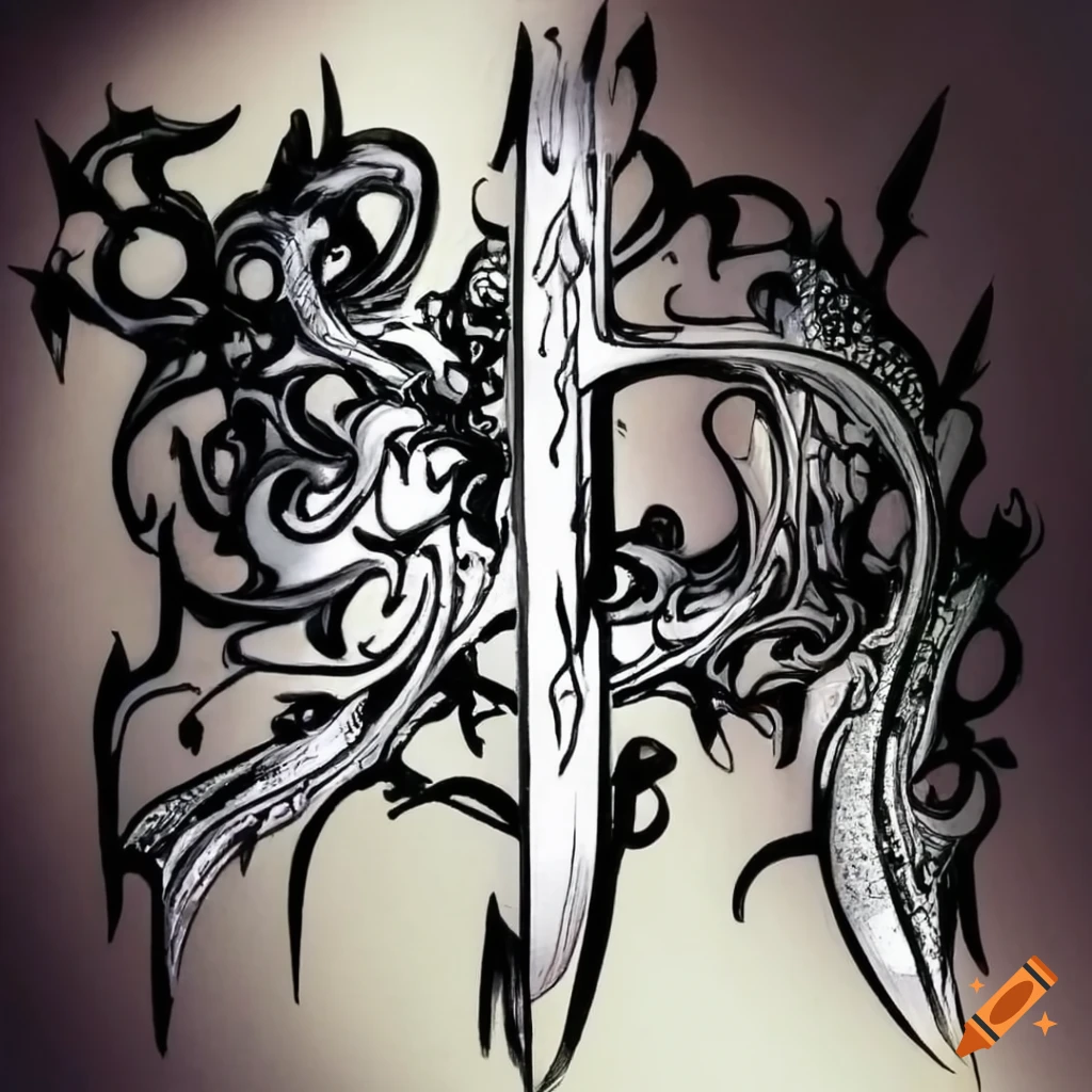 Abstract final fantasy style ornamental design with graffiti and flower ...