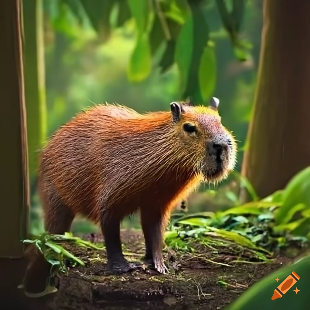 Capybara next to a jungle