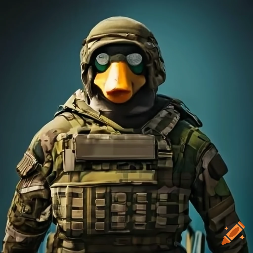 Duck with tactical gear on Craiyon