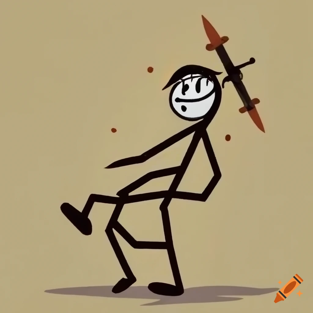 2d stick figure characters in a swords and sorcery setting on Craiyon