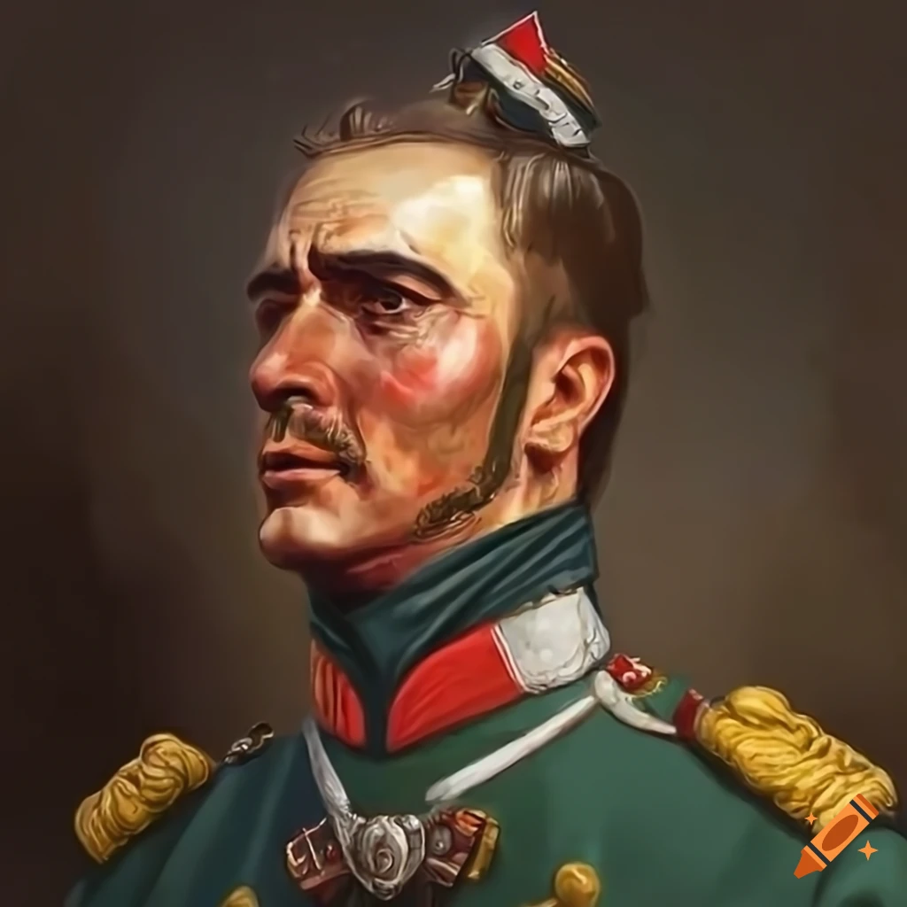 Closeup portrait of a German Napoleonic soldier in ultra-detailed style ...