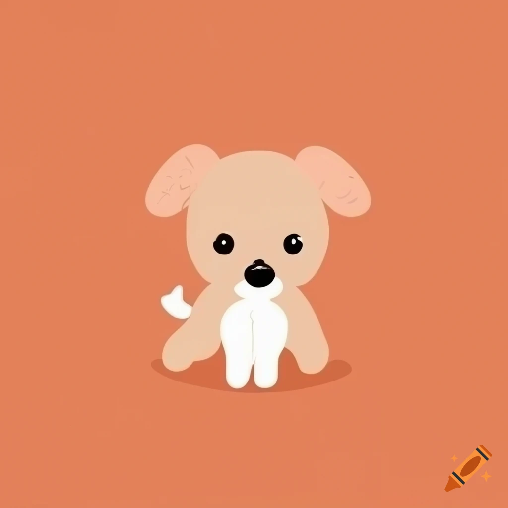 Cute puppy depicted with simple vector shapes in a minimalistic style