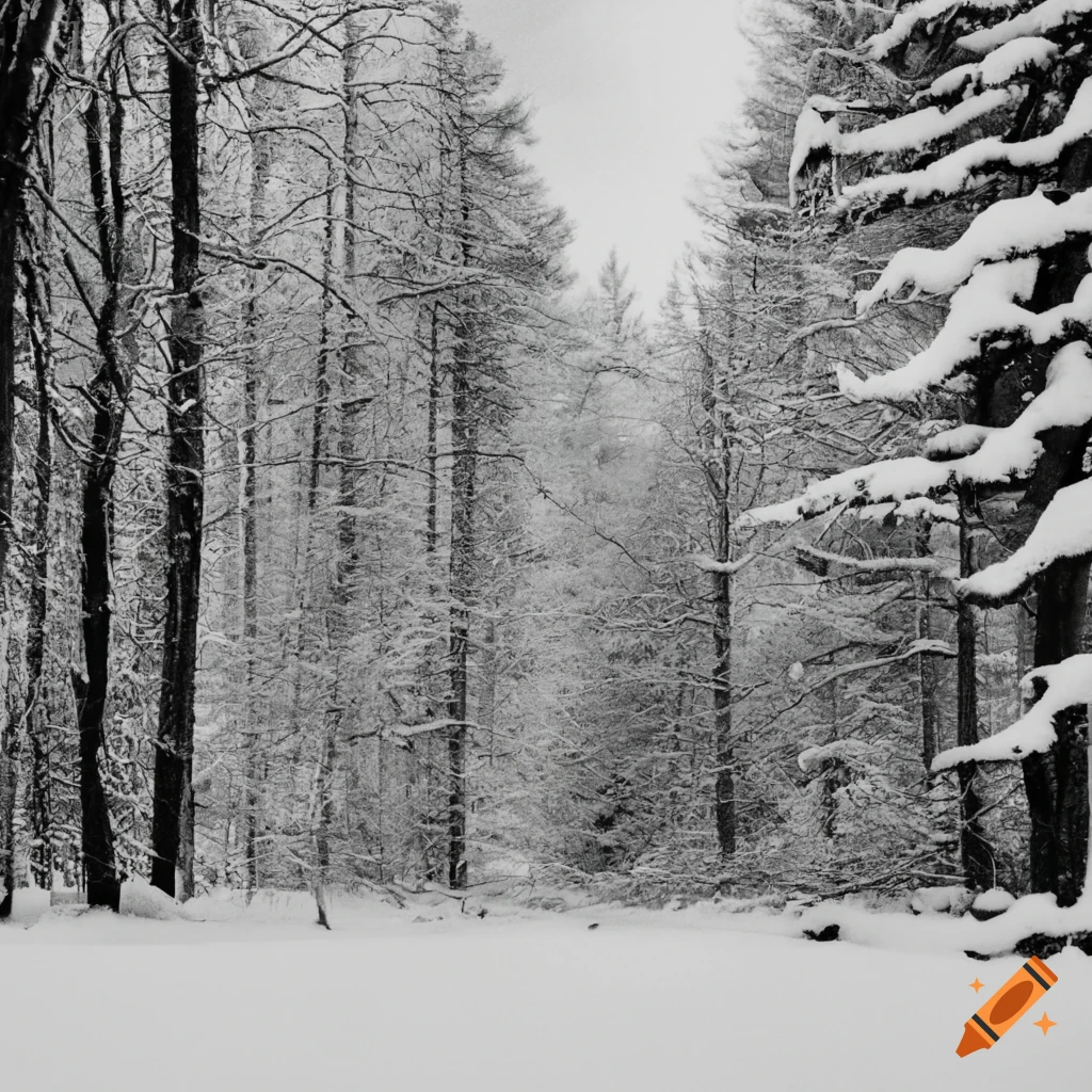 Snowy forest captured in analog photography