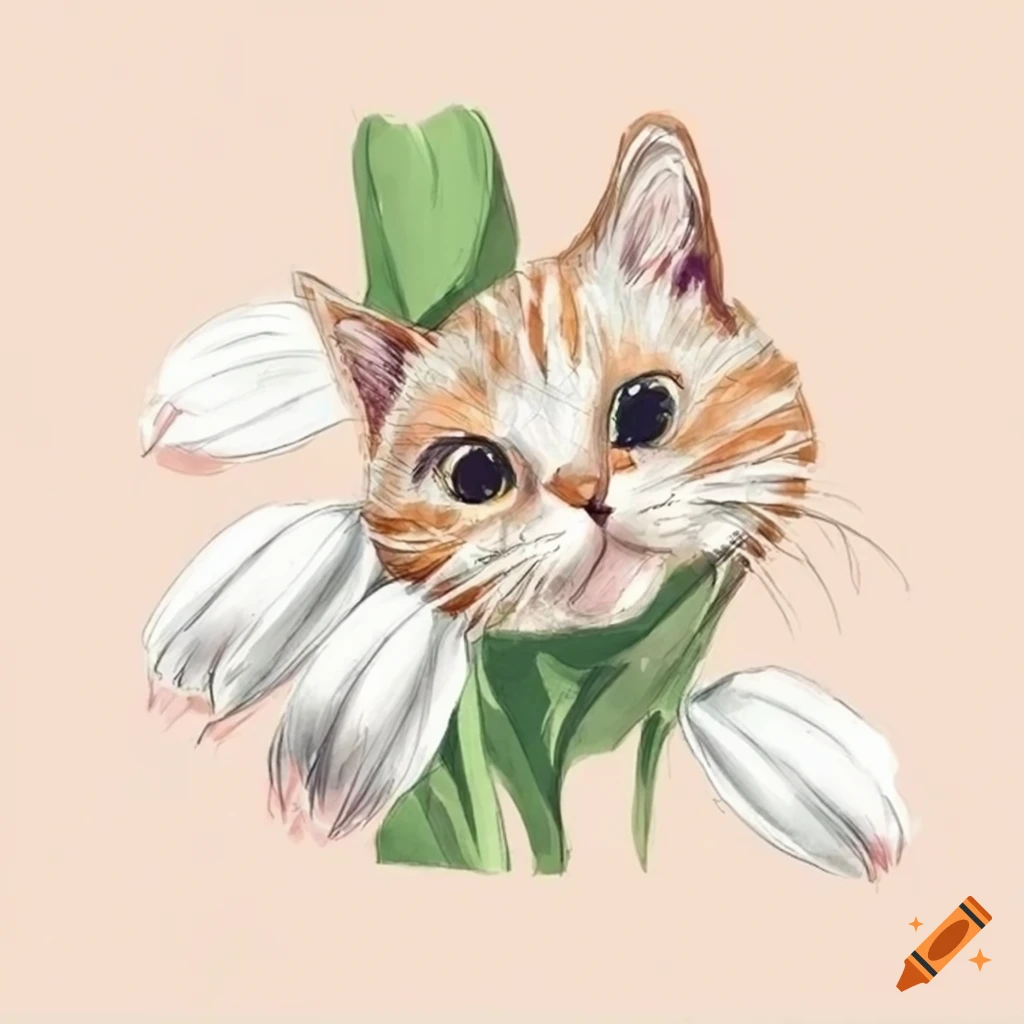 Cats Wearing Flower Crowns Drawing | Best Flower Site