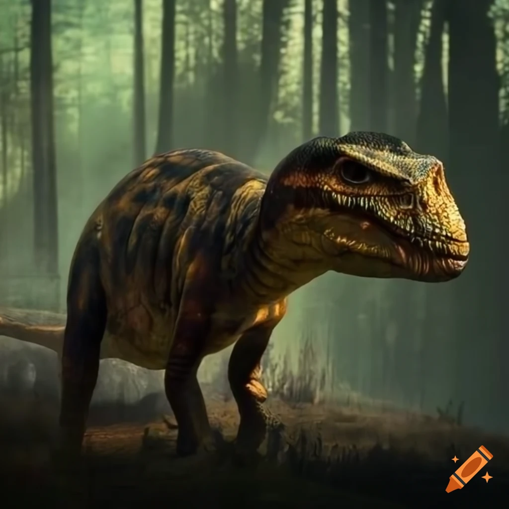 Hefty Iguanodon dinosaur with intricate color pattern in a British ...