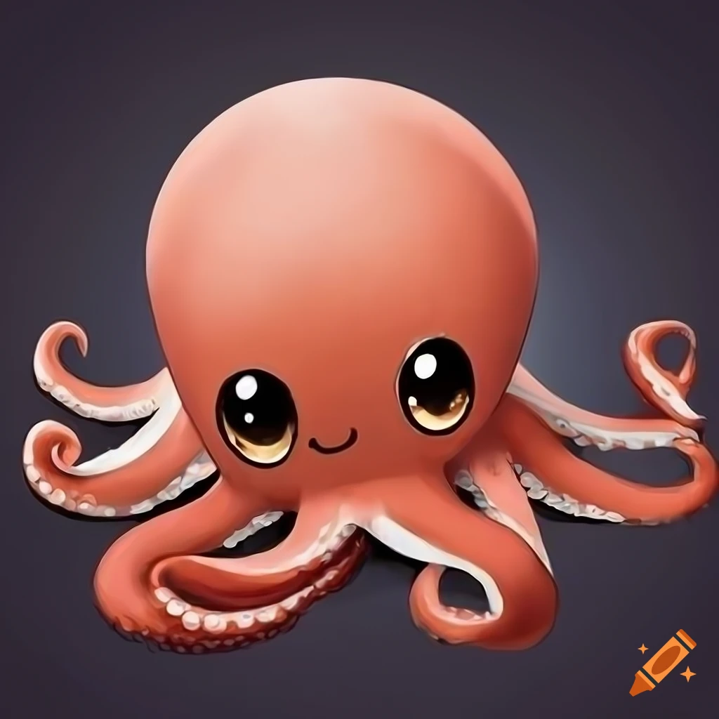 Realistic and cute kawaii octopus on Craiyon