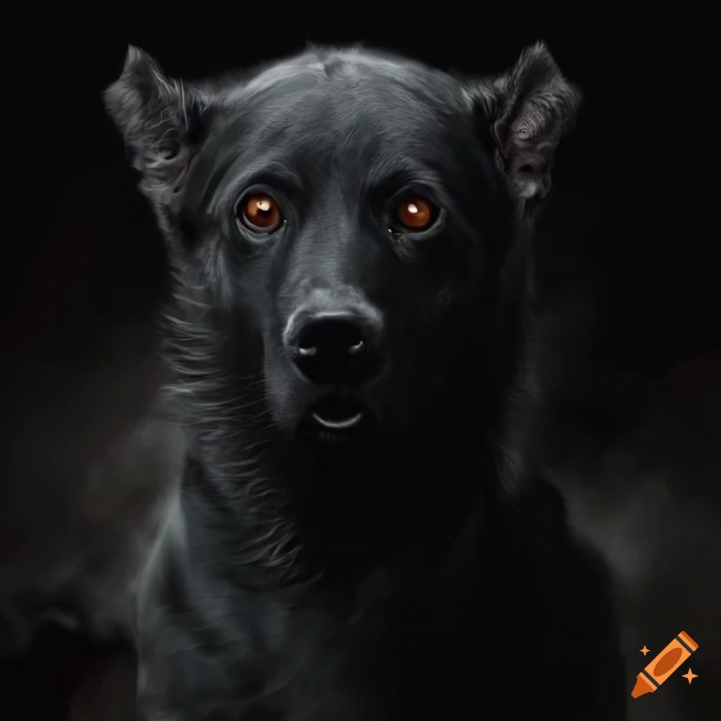 Gothic noir poster with mysterious hound crouching in the Moor on Craiyon