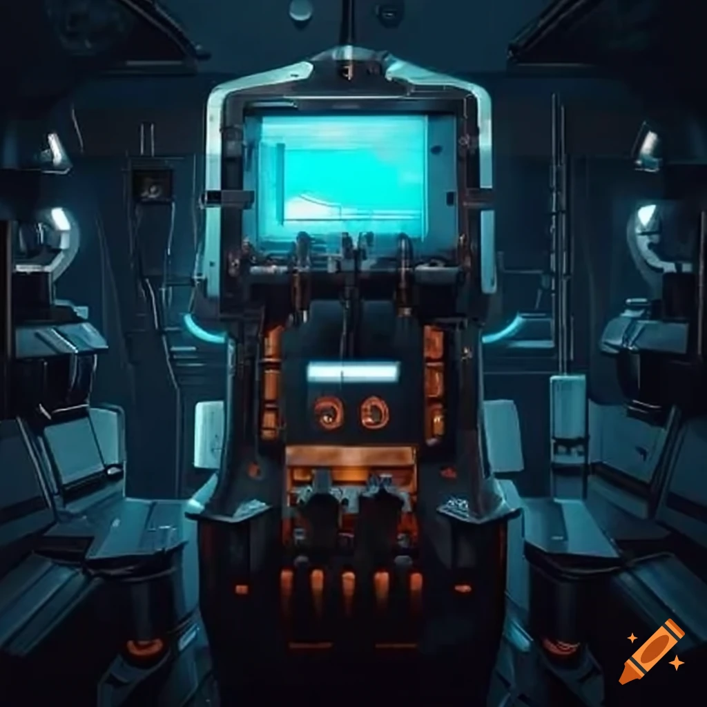 Joystick ship machine room on Craiyon
