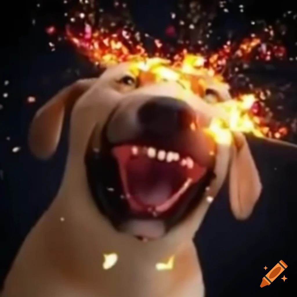 Video game dog exploding into glitter in a humorous meme