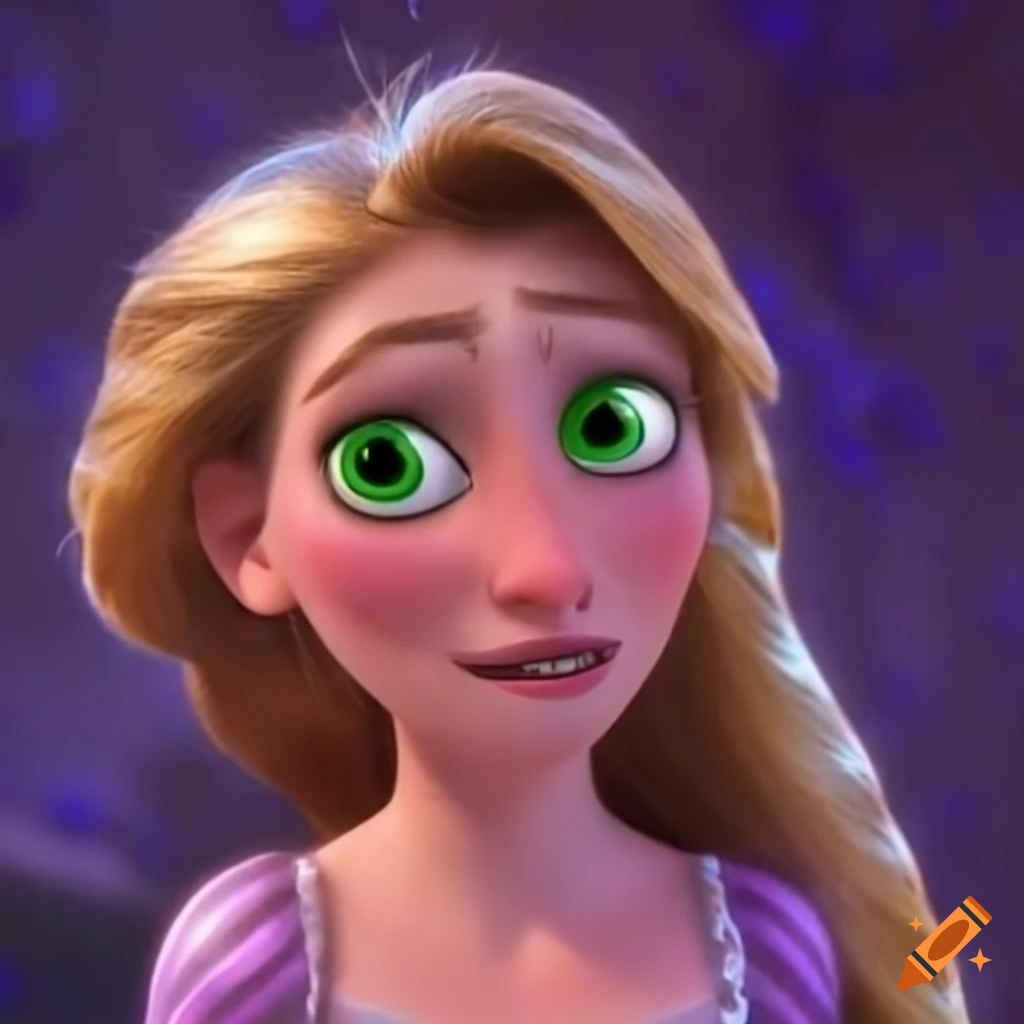 Hypnotized rapunzel with a slack faced expression