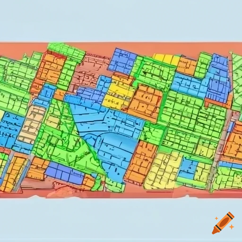 3d gis map of a colorful city with 1000 buildings