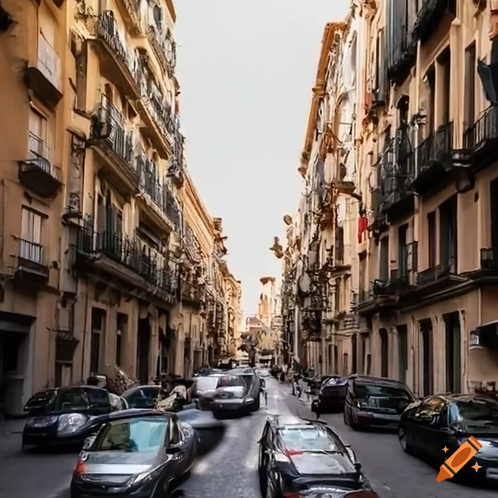 Busy streets of valencia with lots of cars