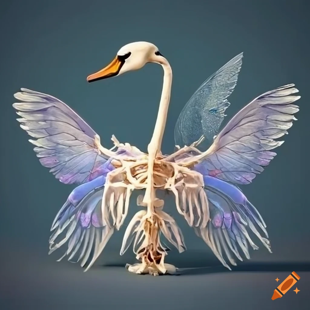Swan skeleton with fairy wings