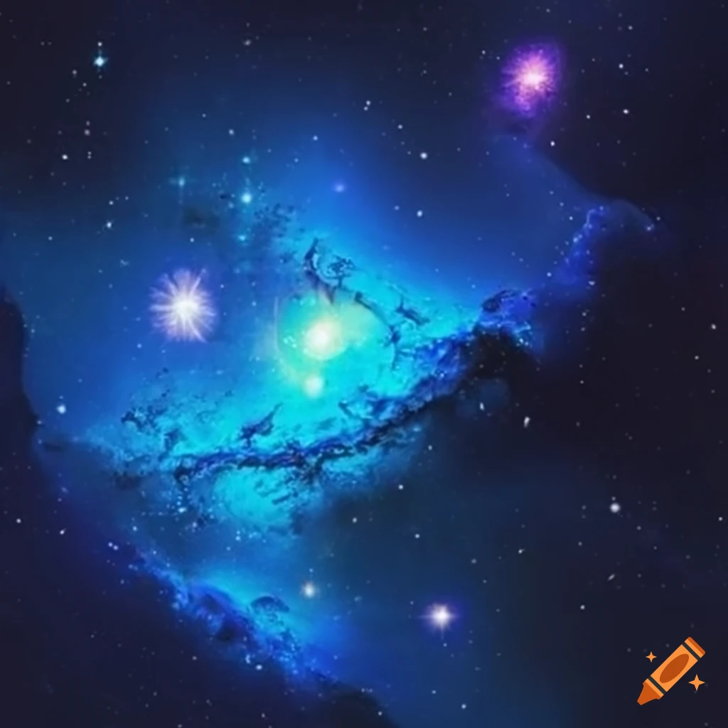 Blue galaxy in outer space