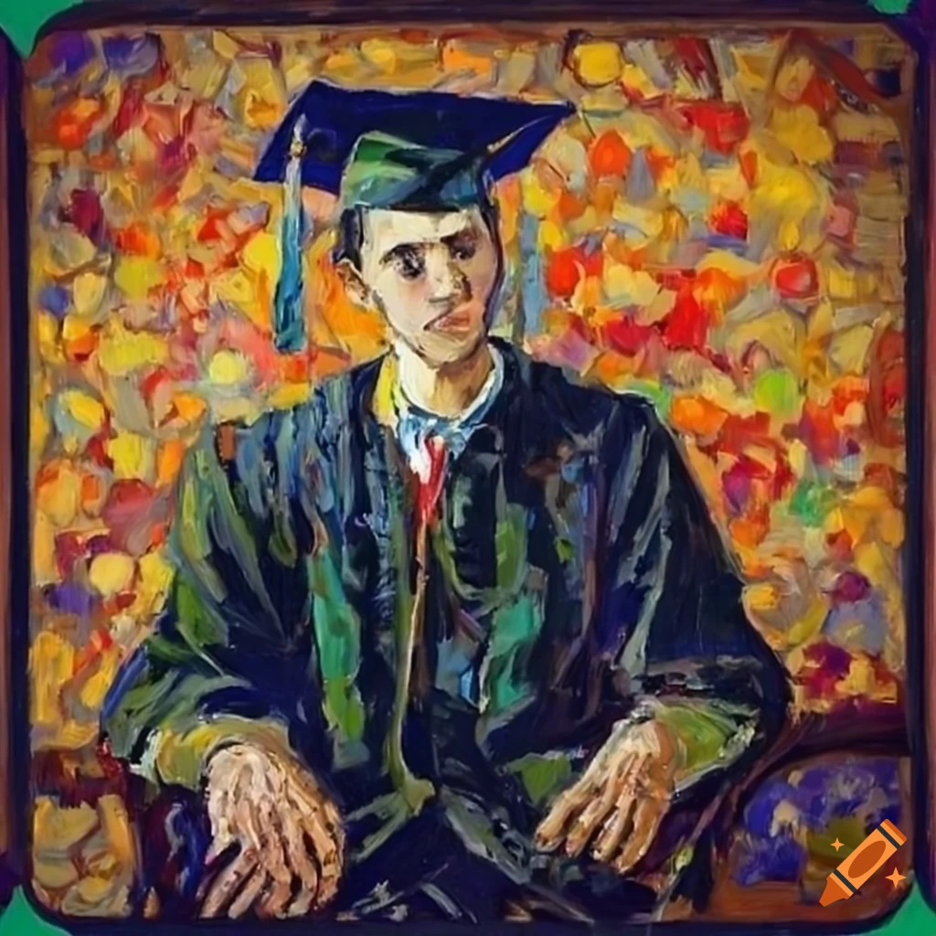 College graduate guy in impressionism style on Craiyon