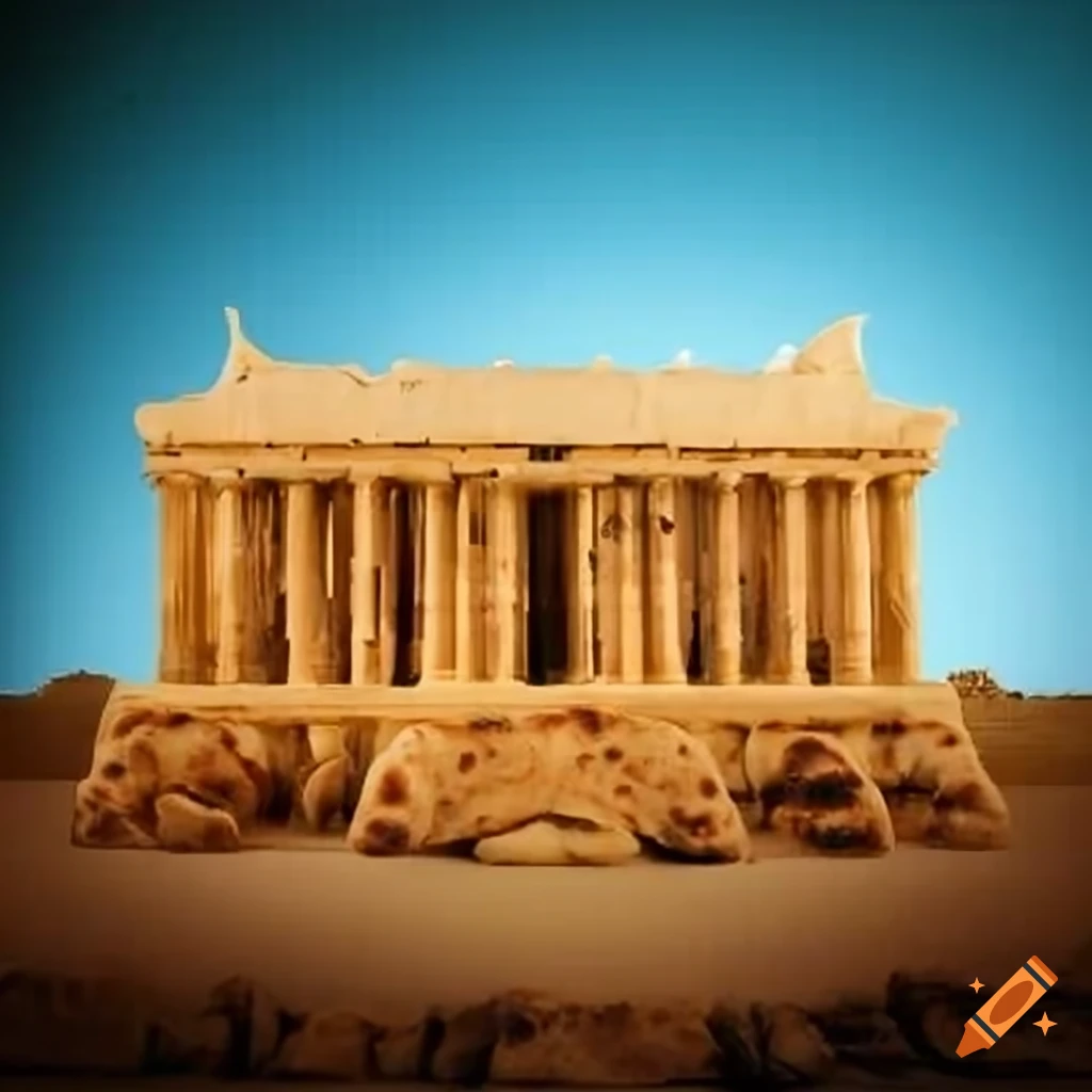 Parthenon sculpture made from naan bread