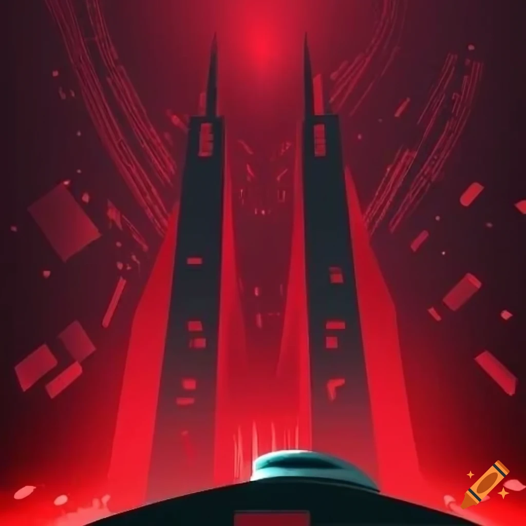 Futuristic red cityscape on Craiyon