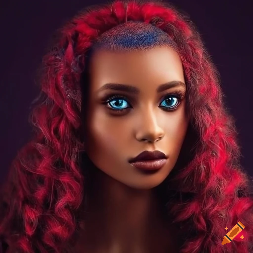 Stylish brown-skinned model with vibrant hair and festive Christmas ...