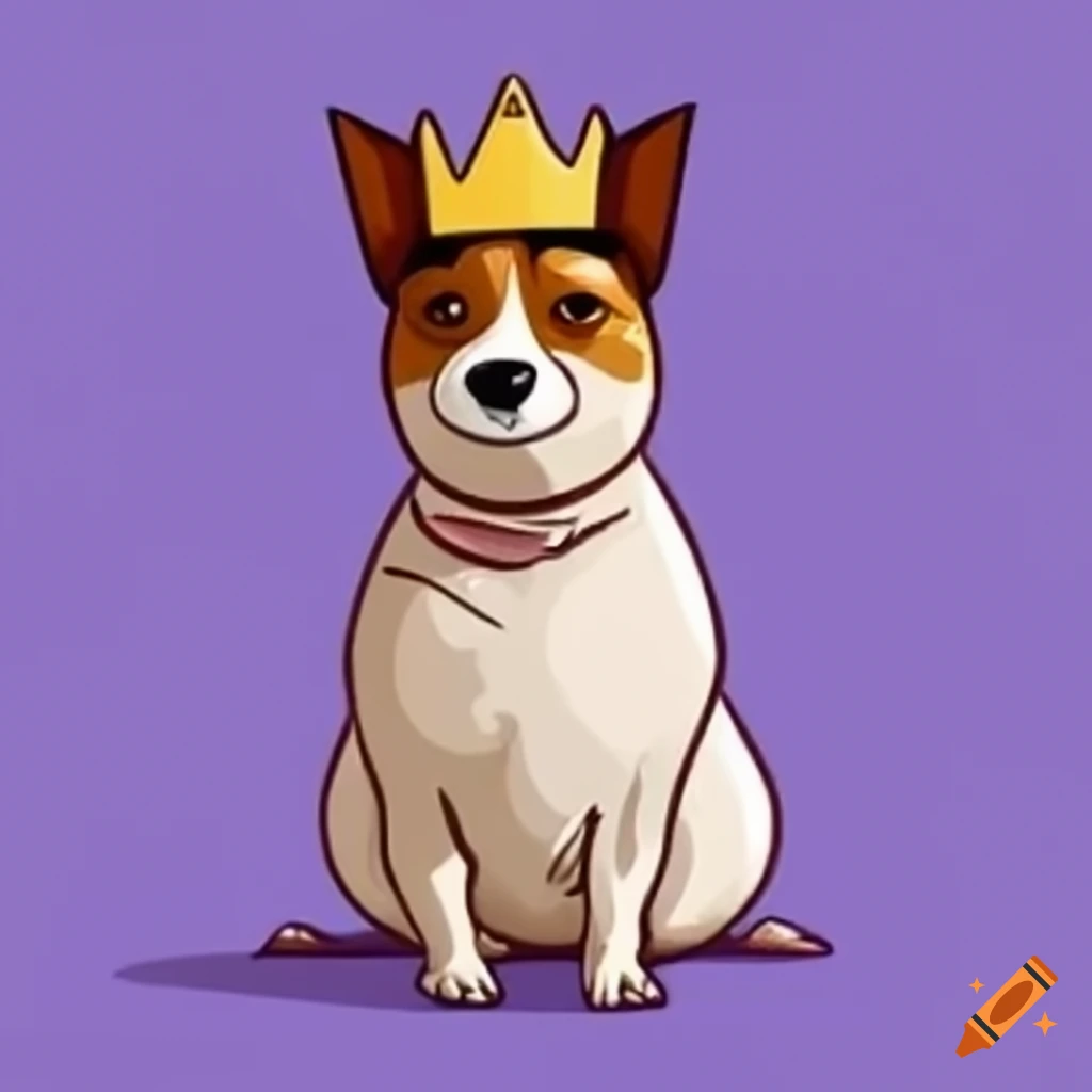 Chubby Jack Russel wearing a crown on Craiyon