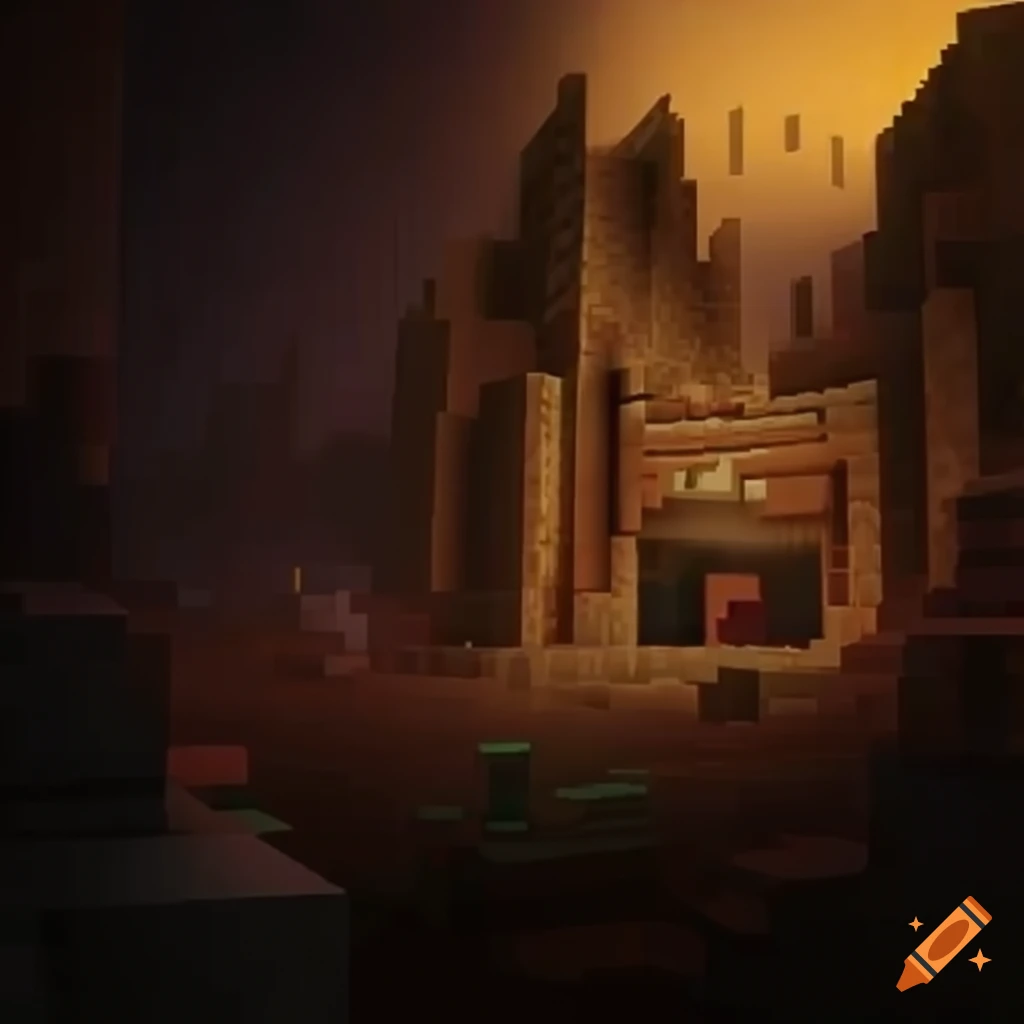 Minecraft horror scene with spooky monsters chasing in a desert ...