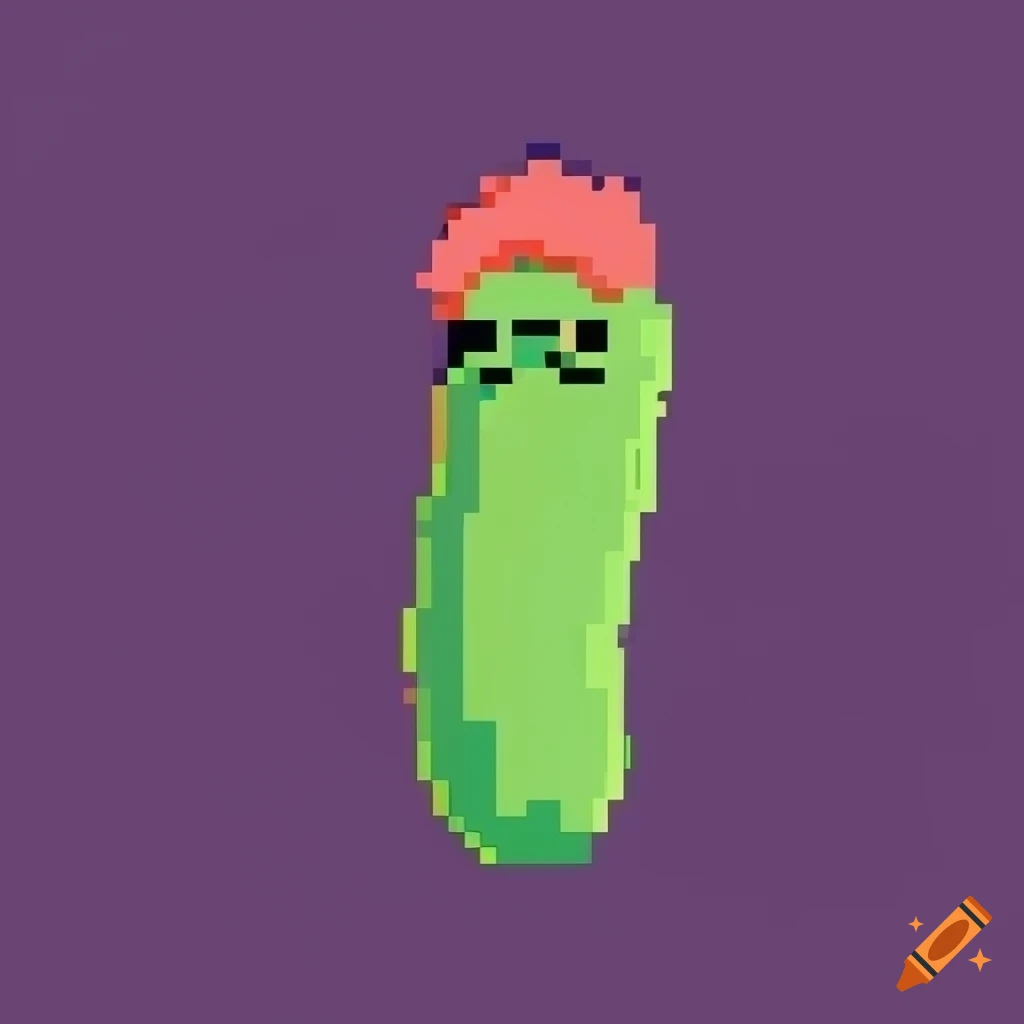 Minimalist synthwave video game poster with 8-bit style and pickle rick ...