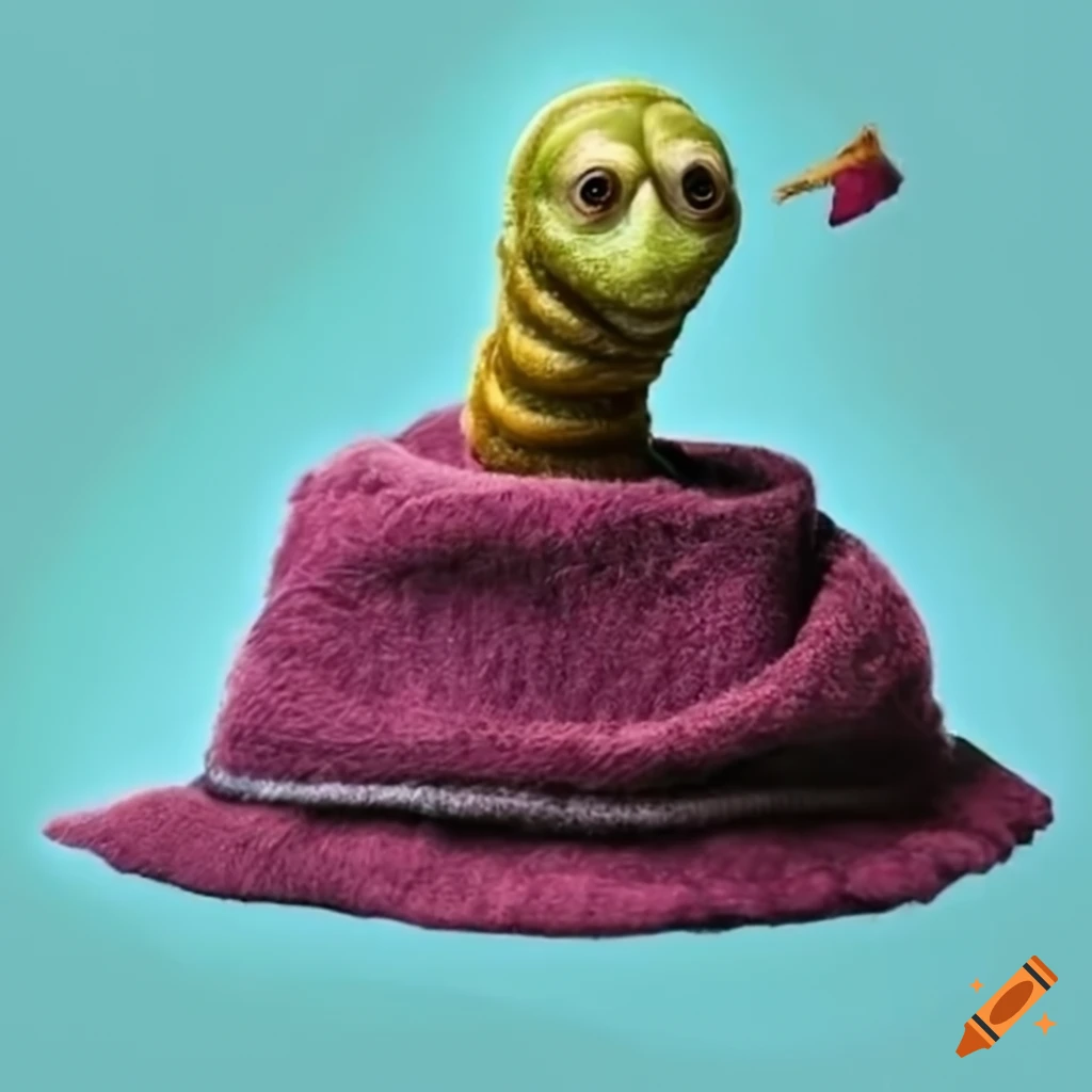 Worm wearing a hat from harry potter on Craiyon