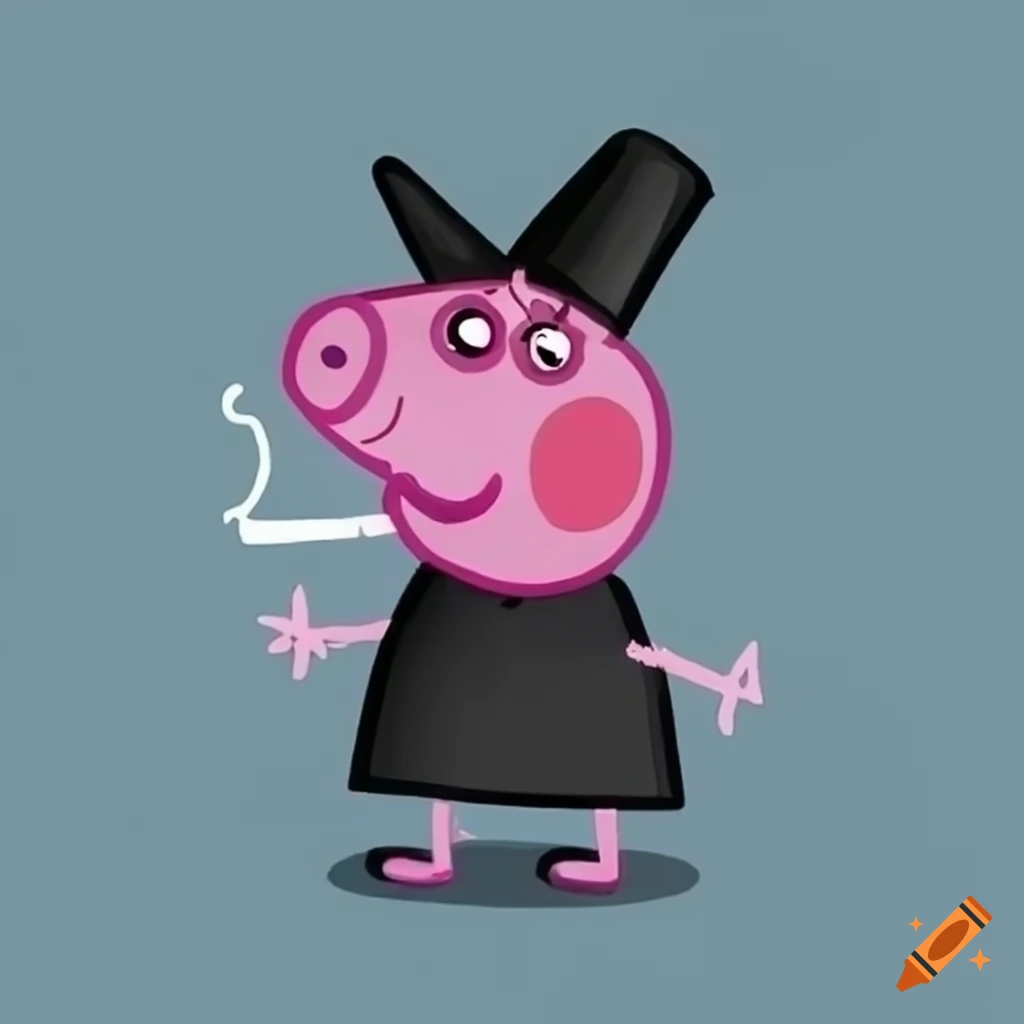 Peppa pig in black outfit