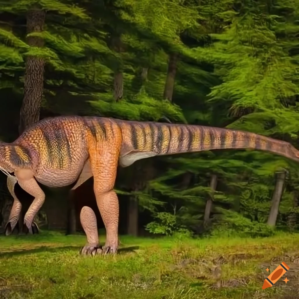 Hefty iguanodon dinosaur with intricate color pattern in a british ...