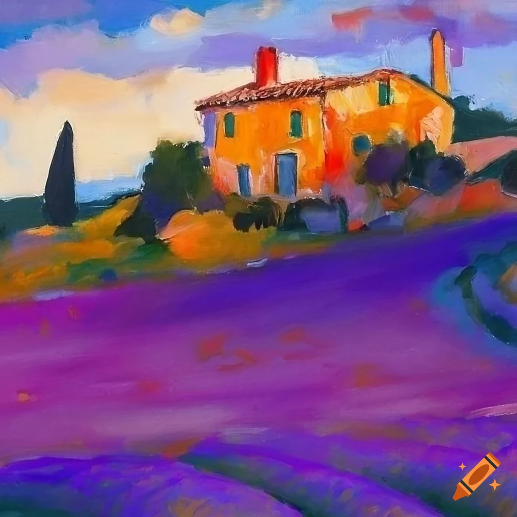 Provence countryside with a small French country house and lavender ...