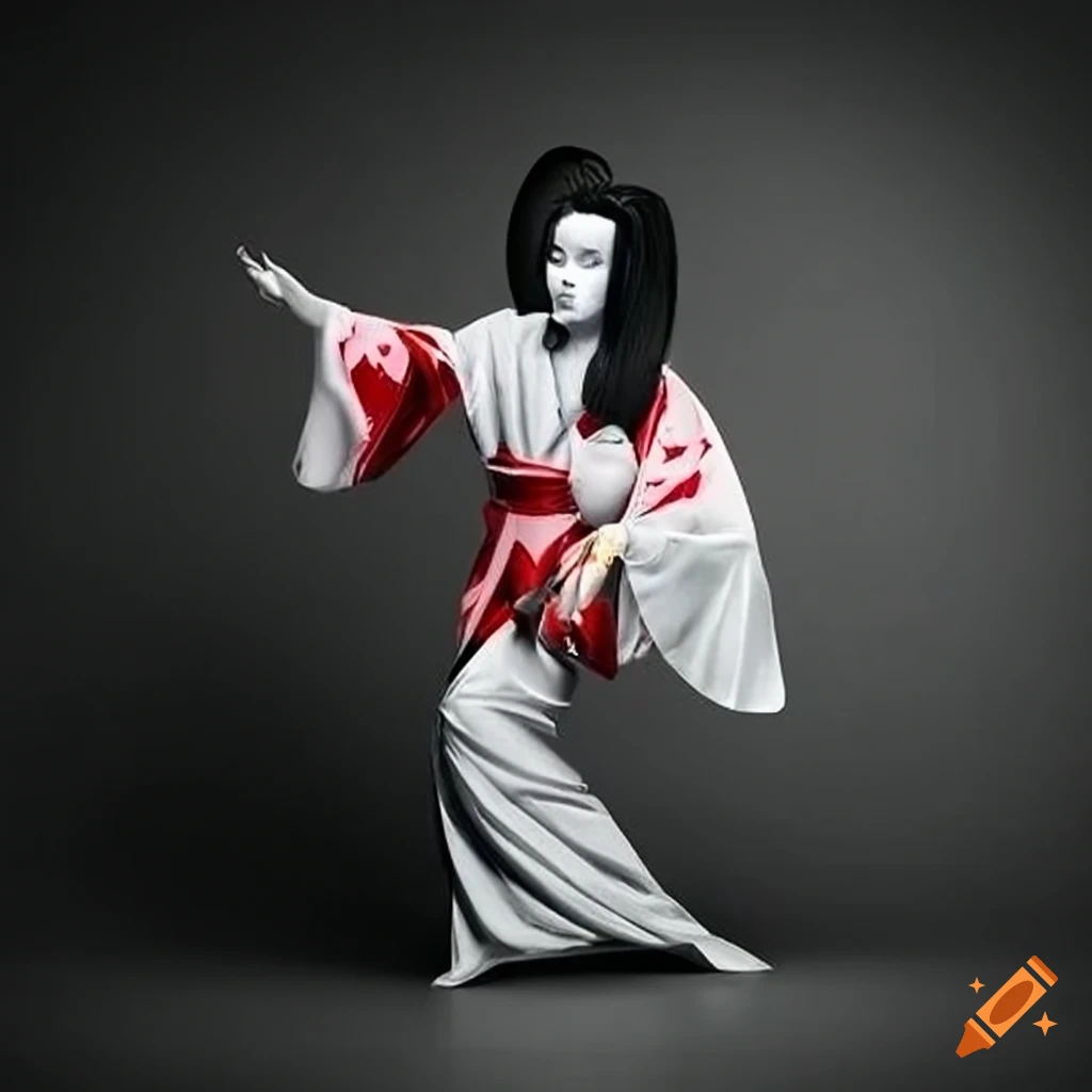 Kabuki full body costume stealing a convertible car on Craiyon