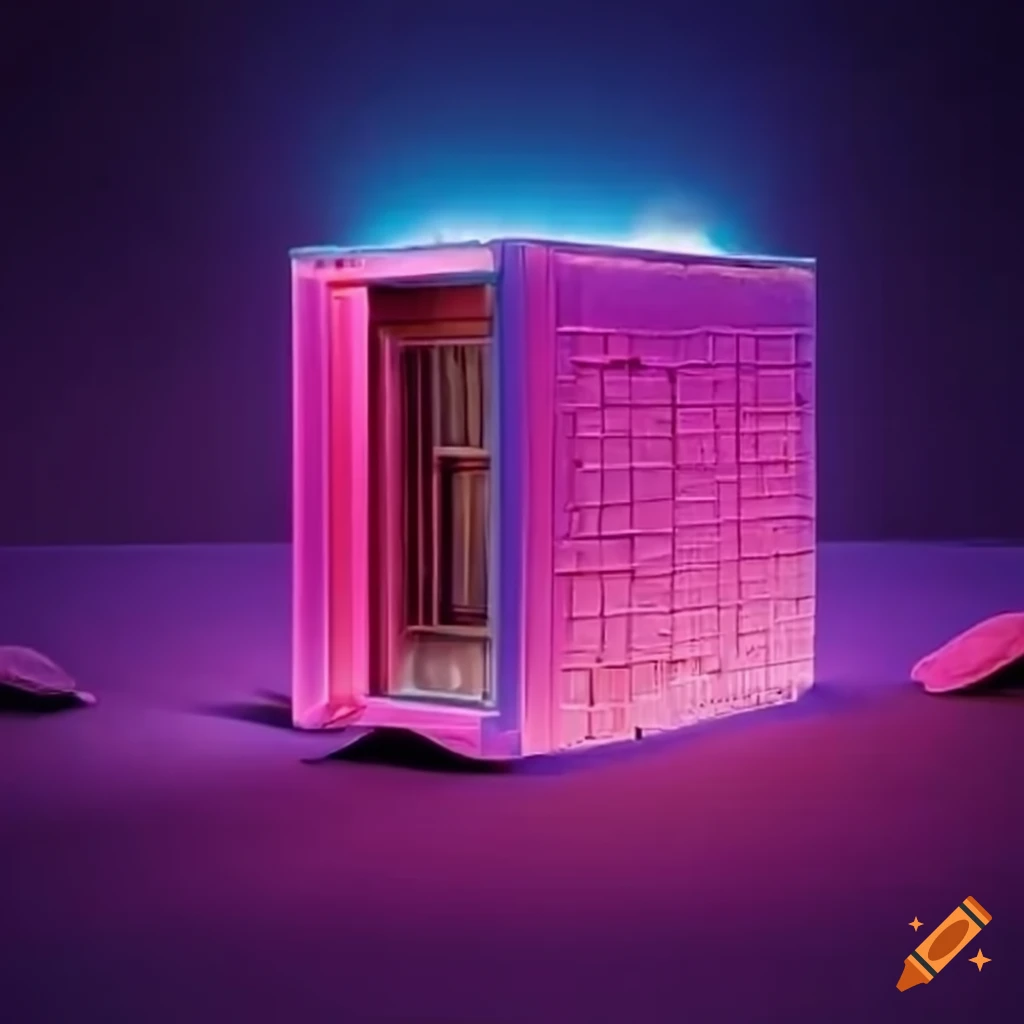 Delicate and colorful pink house with lithium battery cells