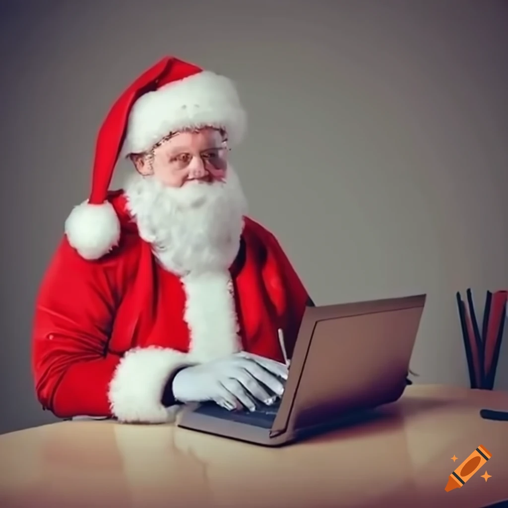 Santa working on a computer on Craiyon