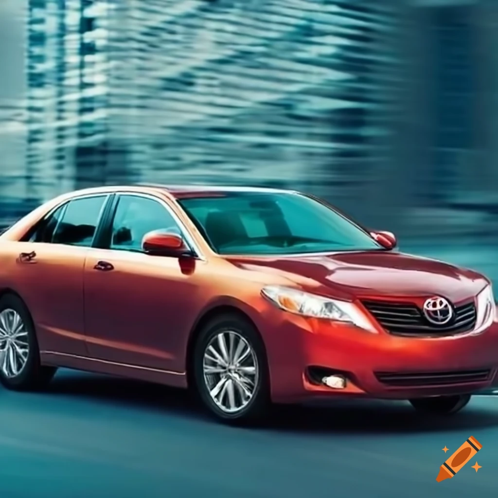 Retro style 2011 toyota camry in city background