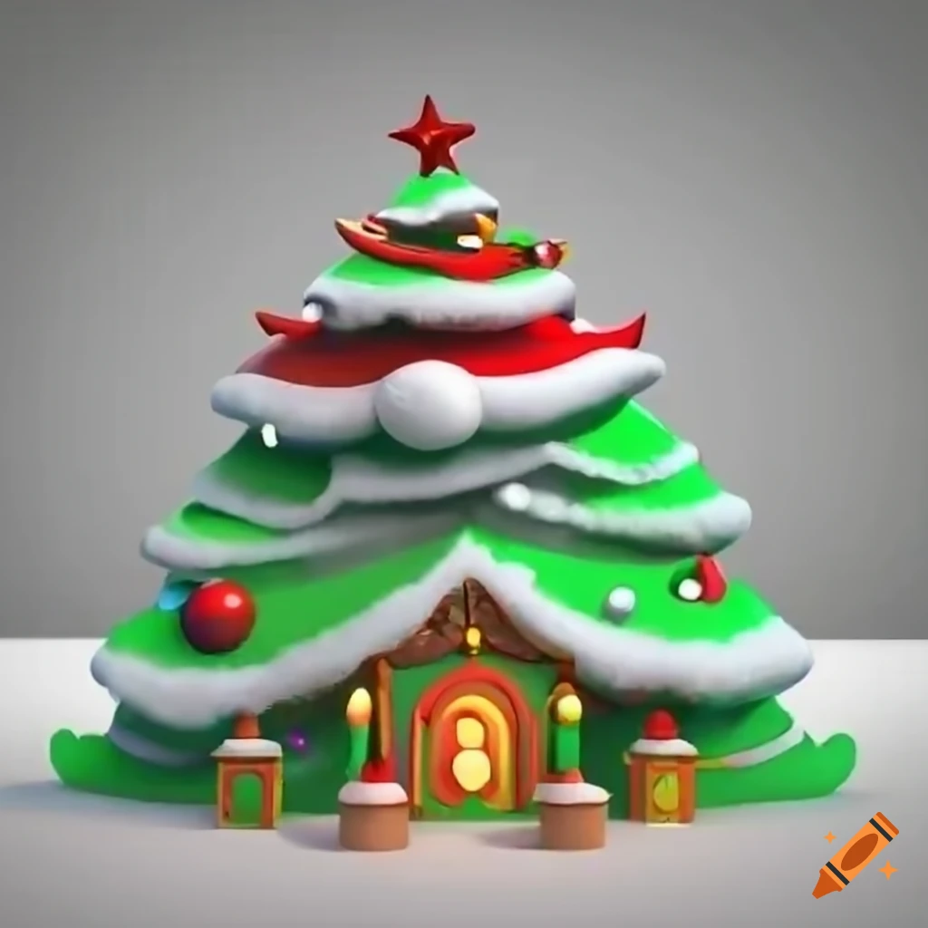 Cheerful and colorful 3d cartoon christmas scene