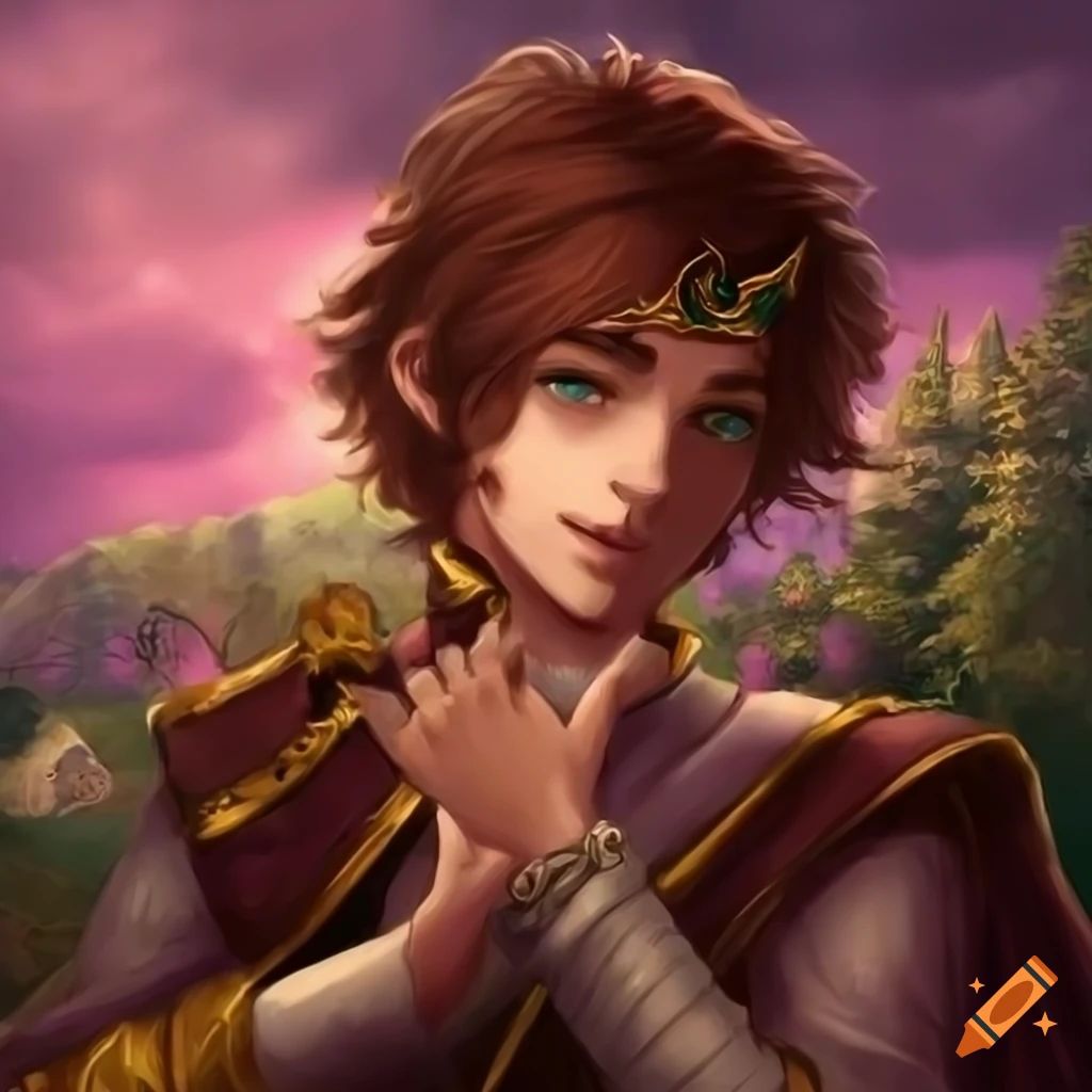 Young prince creating a magical garden in a fantasy kingdom