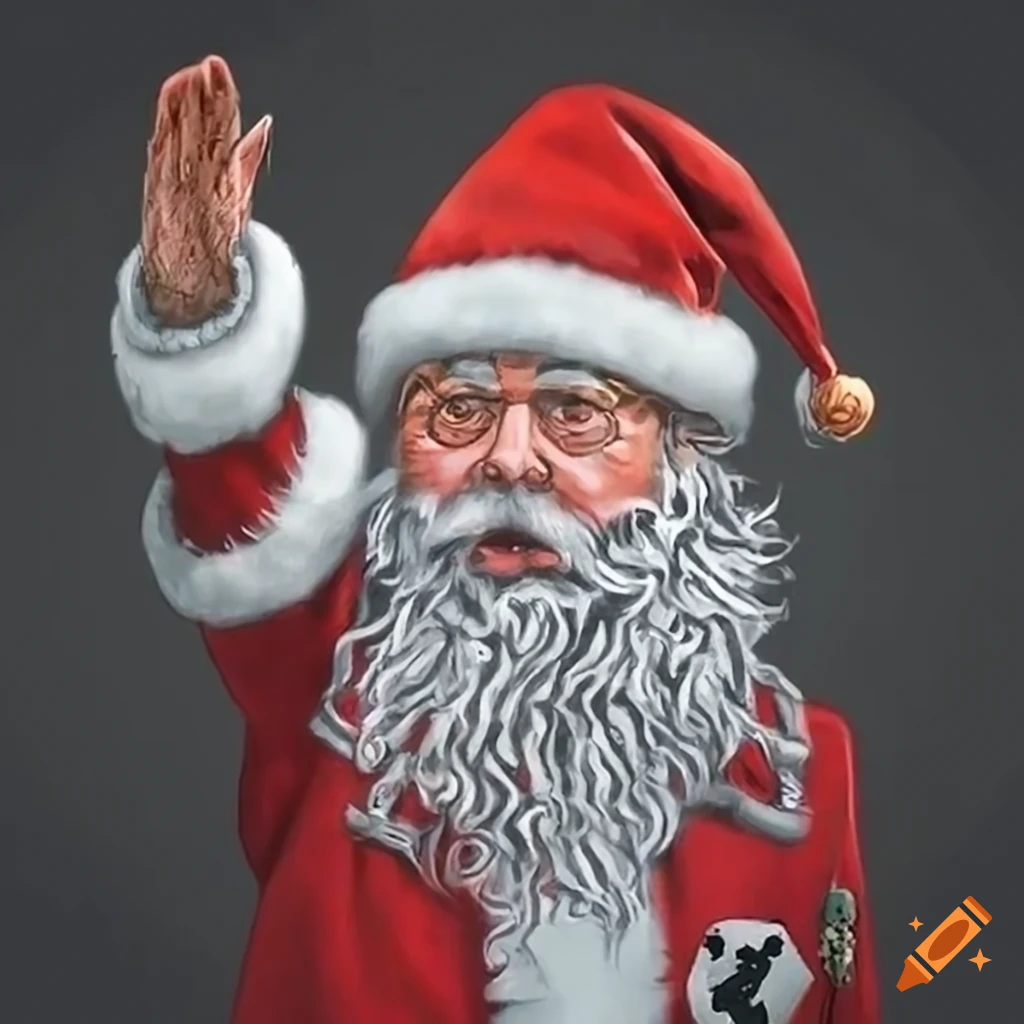 Santa Claus performing a satirical gesture in a Nazi uniform on Craiyon