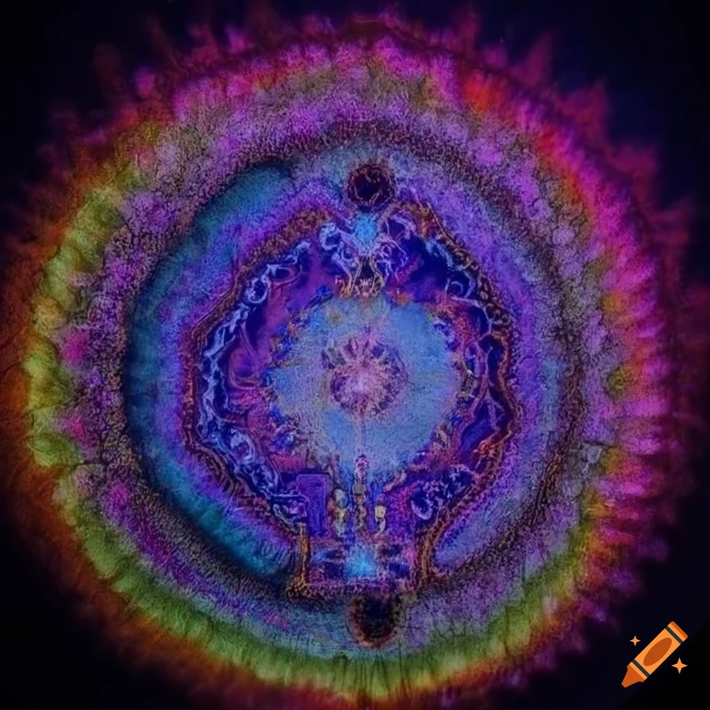 Tapestry depicting interconnected life forms in the ethereal realms on ...