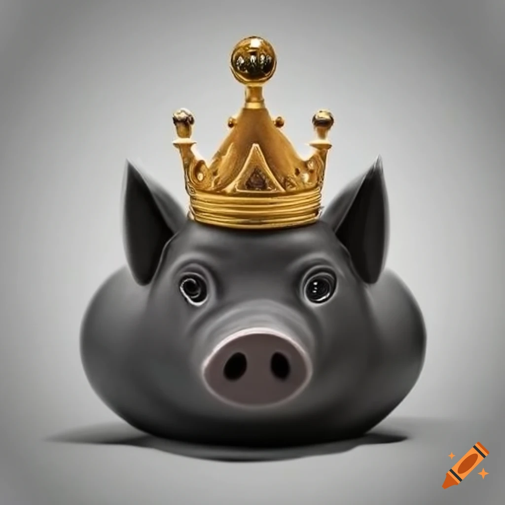 Black chess pig piece with a fancy crown on Craiyon