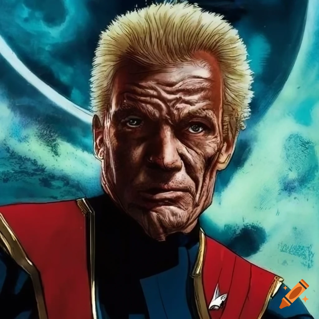 Sting as a heroic captain from Star Trek Discovery in comic book style ...