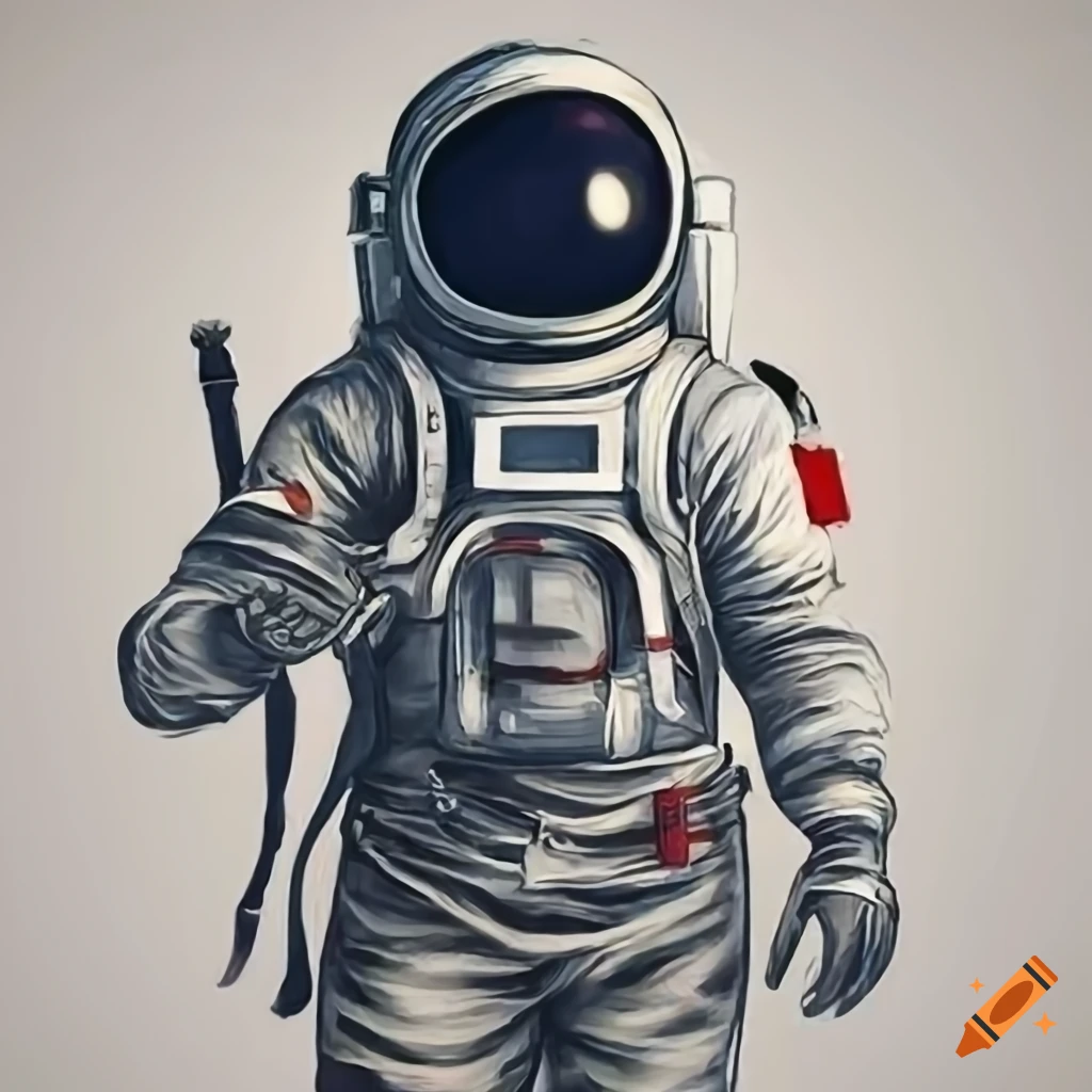 Astronaut with backpack in space