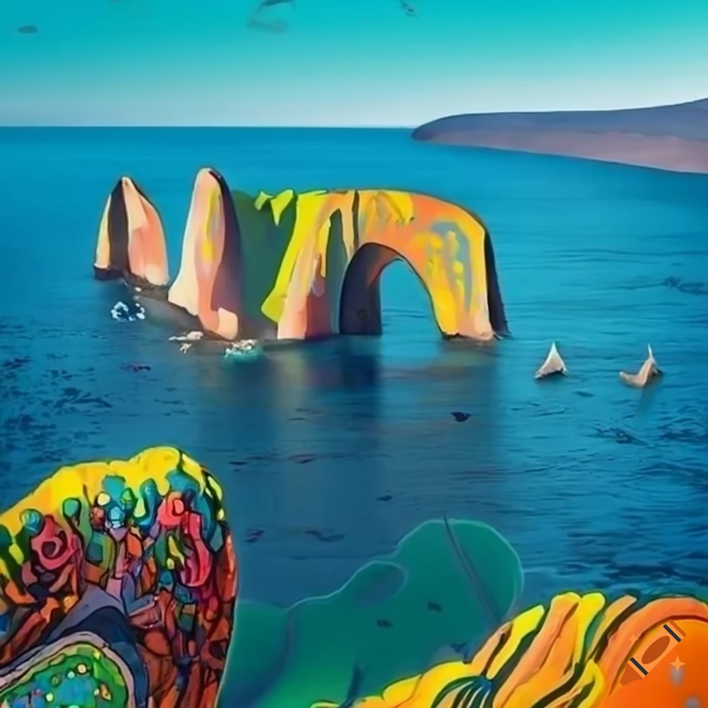 Colorful whimsical depiction of channel islands national park on Craiyon