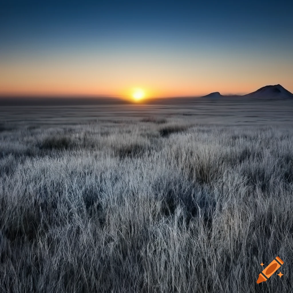 Cold arid grassland with limestone outcrops in high quality landscape ...