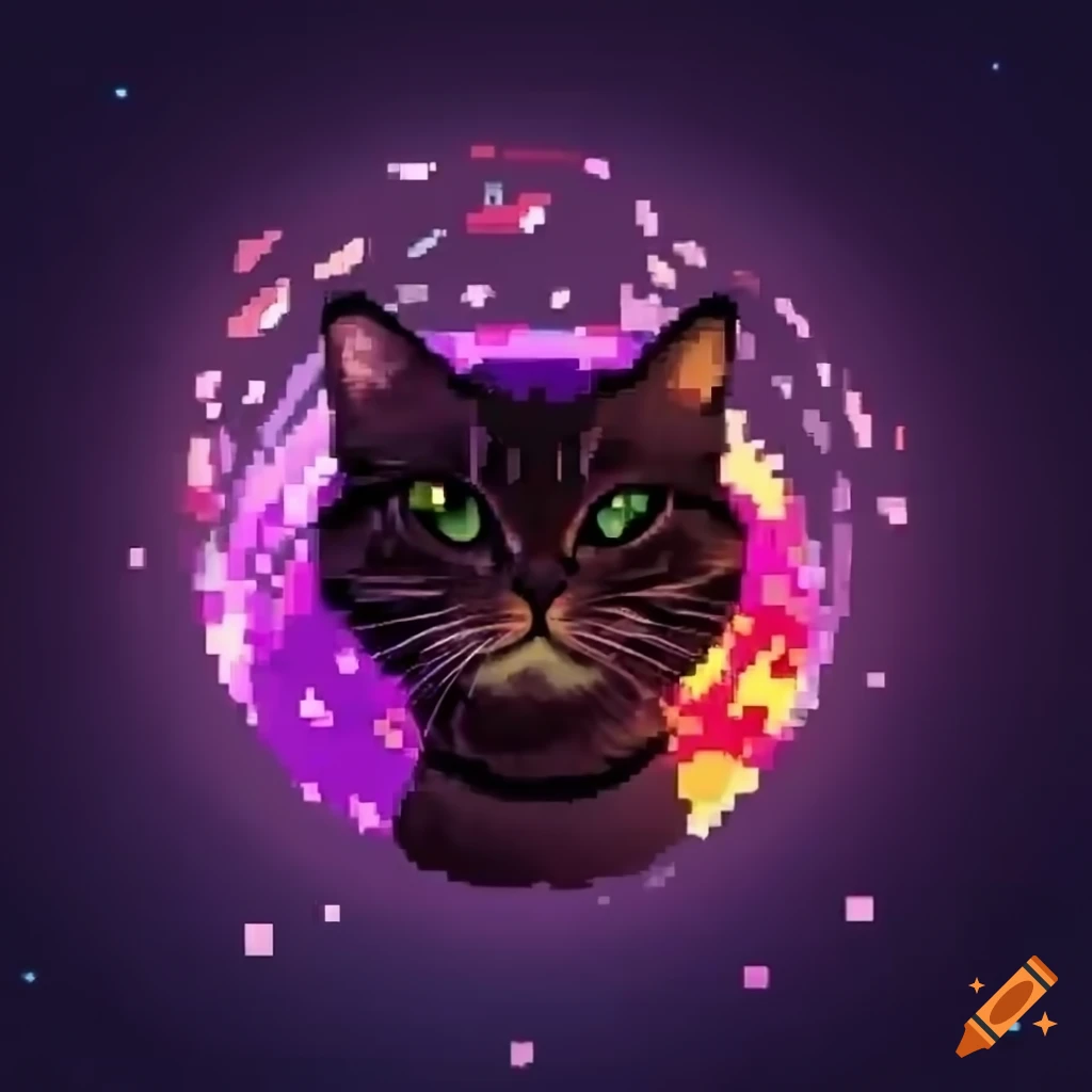 Pixel art of a cat dancing disco on Craiyon