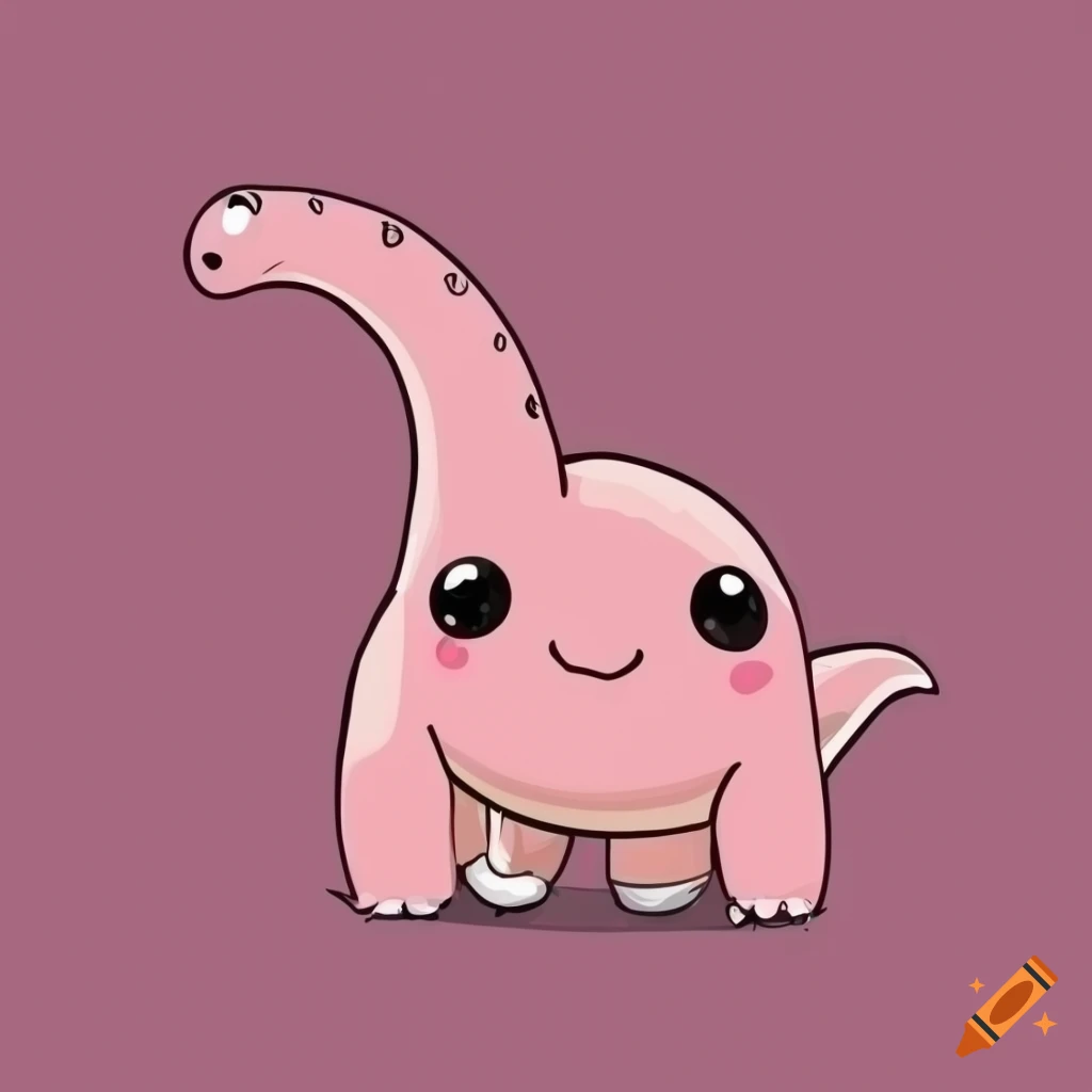 Cute pink Brachiosaurus in simple cartoon style on Craiyon