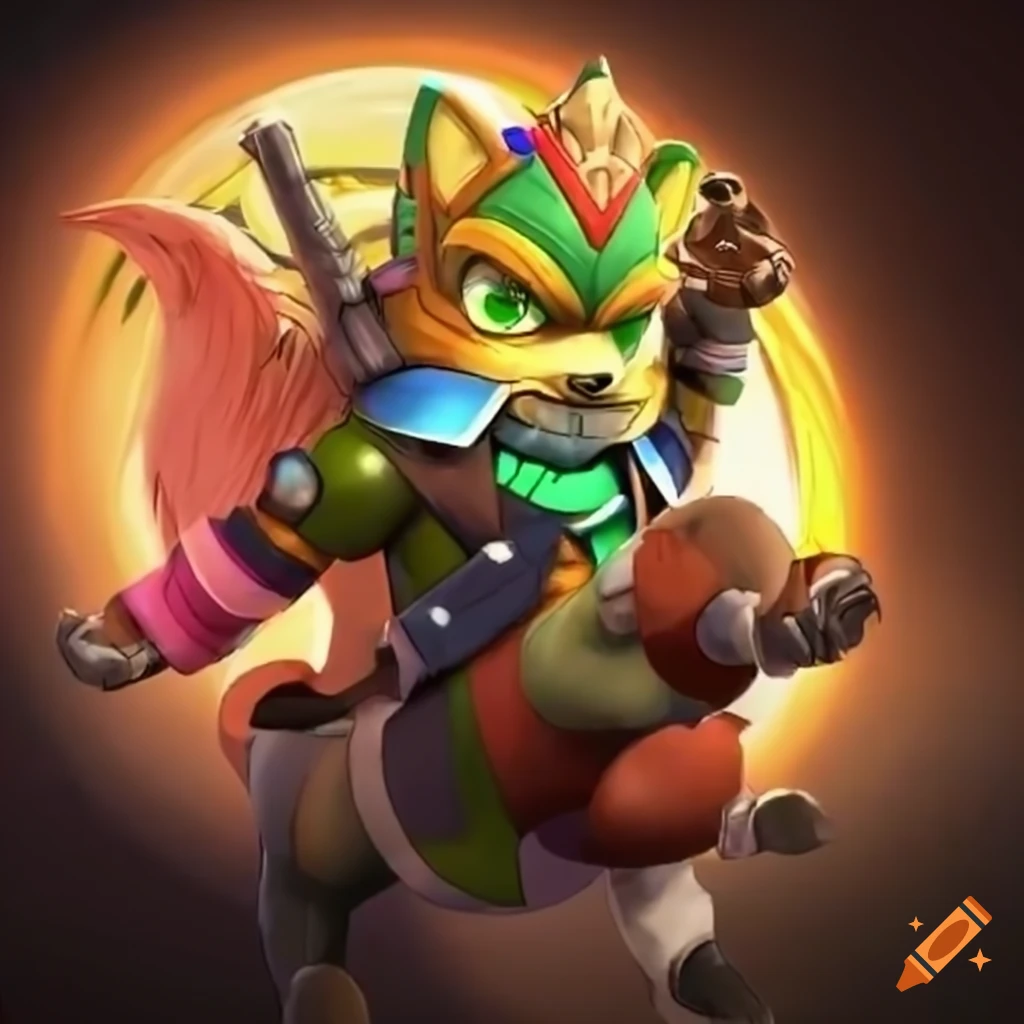 Fox McCloud transforming into a centaur on Craiyon
